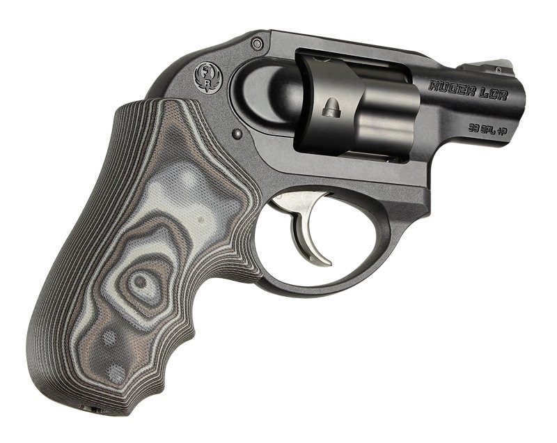 Hogue Ruger LCR Grip Enclosed Hammer, Smooth G10, G-Mascus Black/Gray ...