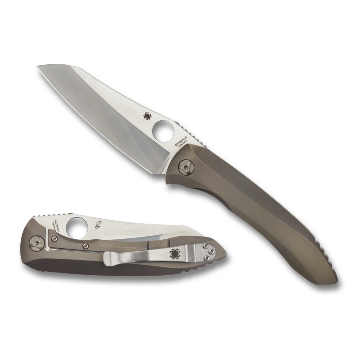 Spyderco Paysan Folder 3.88 in CPM S90V(420V) Plain Edge Titanium ...