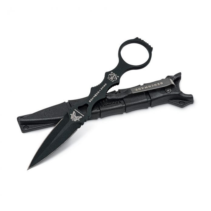 Benchmade SOCP Black Plain 3.22 Dagger Double Edge Black Sheath 176BK ...